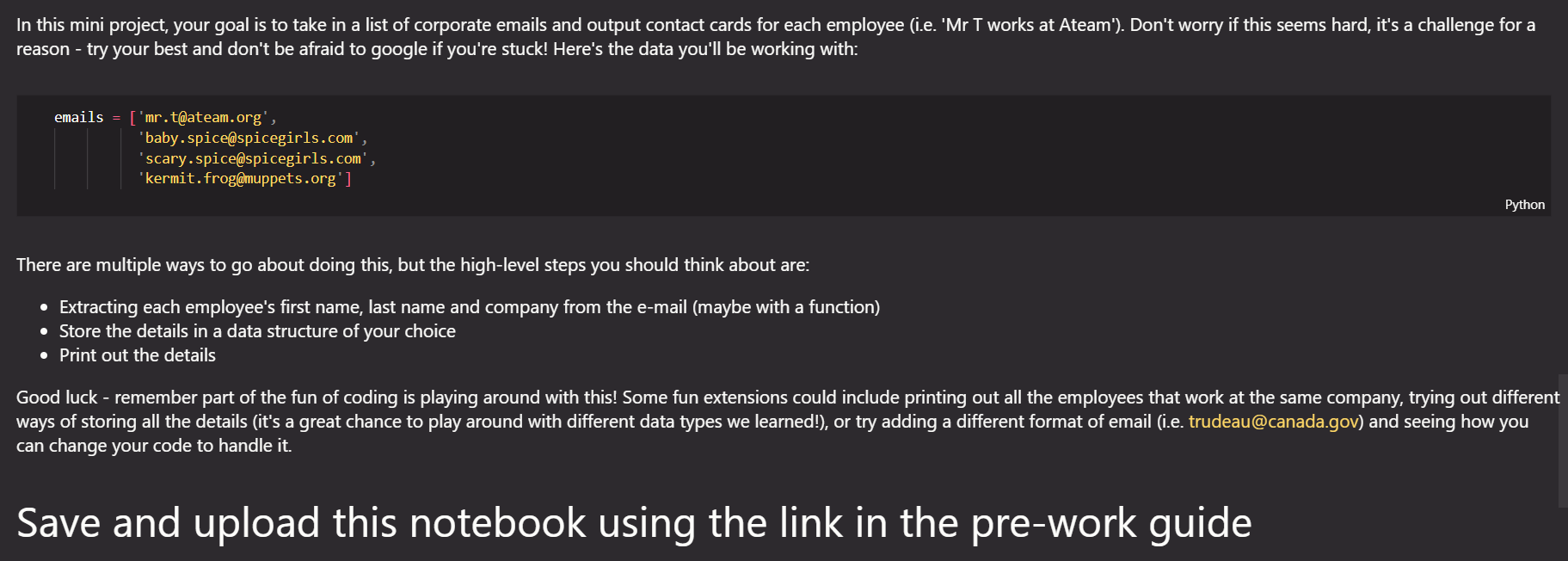 Solved In this mini project, your goal is to take in a list | Chegg.com