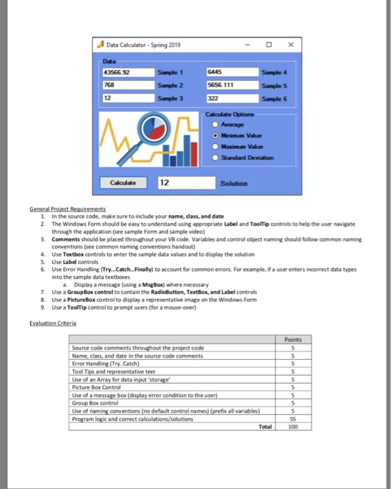 Solved CPT 341 VB.NET NJIT Project 1-Data Calculator, Spring | Chegg.com