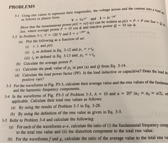 Solved PROBLEMS Using rms values to represent their | Chegg.com