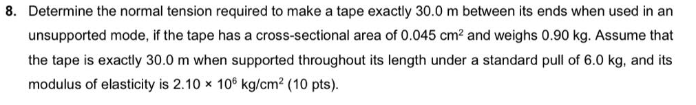 Solved 8. Determine the normal tension required to make a | Chegg.com