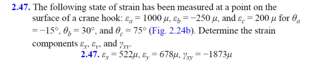 Solved .47. The following state of strain has been measured | Chegg.com