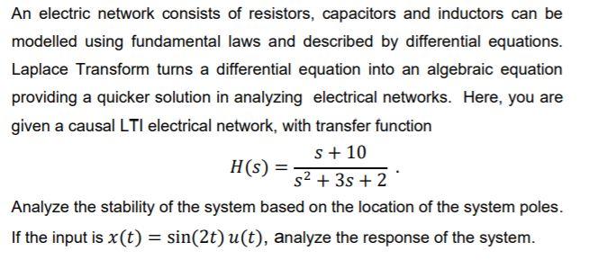 Solved An electric network consists of resistors, capacitors | Chegg.com