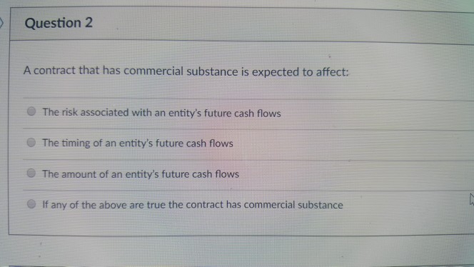 Solved Question 2 A contract that has commercial substance | Chegg.com