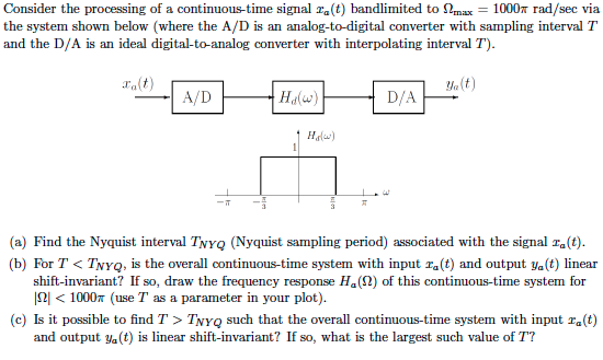 Consider the processing of a continuous-time signal | Chegg.com