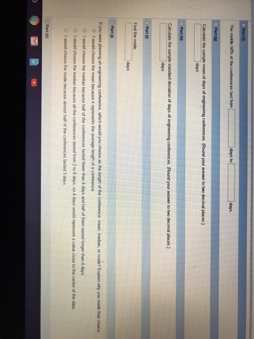 Solved Part (a) Organize the data in a chart. (Round your | Chegg.com