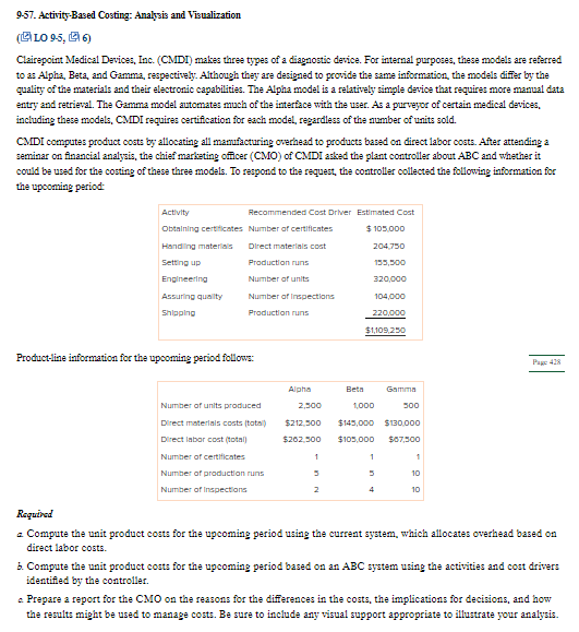 Solved 9-57. Activity-Based Costing: Analysis and | Chegg.com
