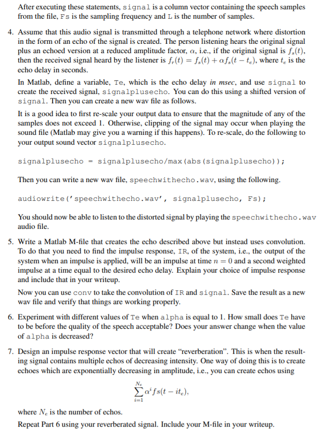 3. Read in the audio file using a Matlab M-file. This | Chegg.com