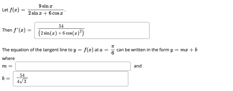 Solved Let f(x)=9sinx2sinx+6cosxf(x)=9sinx2sinx+6cosx. Then | Chegg.com