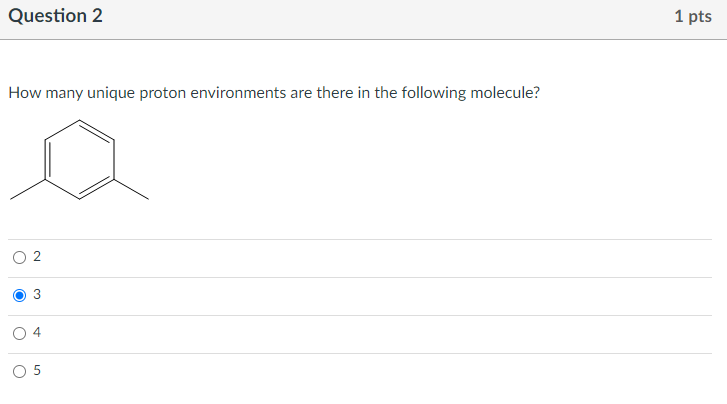 Solved Question 2 1 pts How many unique proton environments | Chegg.com