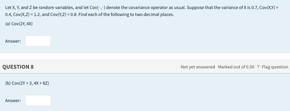Solved Let X, Y, and Z be random variables, and let Cov(',') | Chegg.com