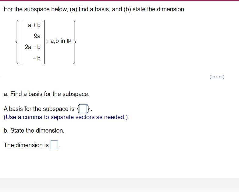 Solved For the subspace below, (a) find a basis, and (b) | Chegg.com