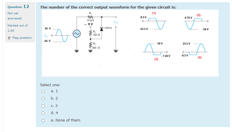Solved Question 12 The number of the correct output waveform | Chegg.com