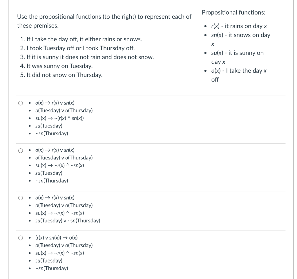 Solved Propositional Functions Use The Propositional