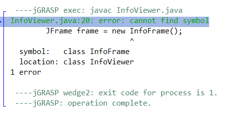 Solved InfoFrame.java:51: error: cannot find symbol | Chegg.com