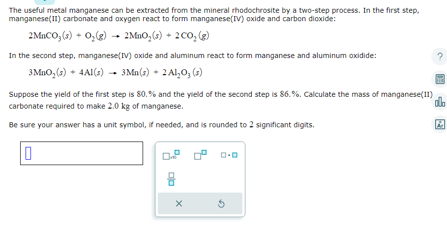 Solved The useful metal manganese can be extracted from the | Chegg.com
