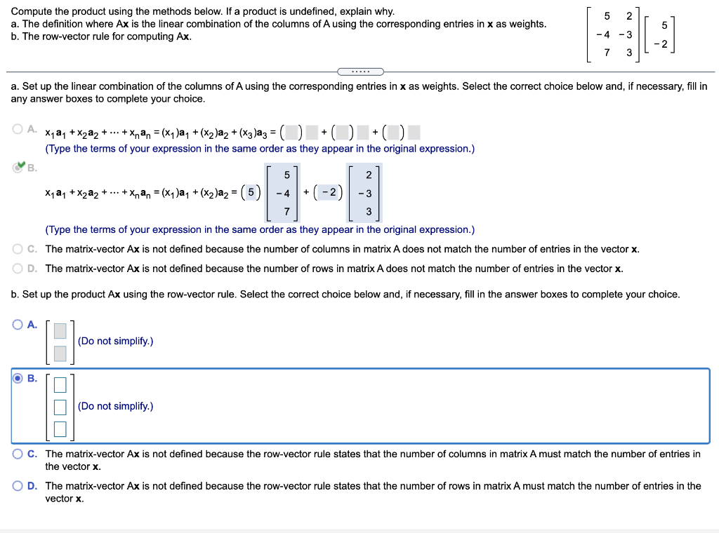 Solved Compute the product using the methods below. If a | Chegg.com