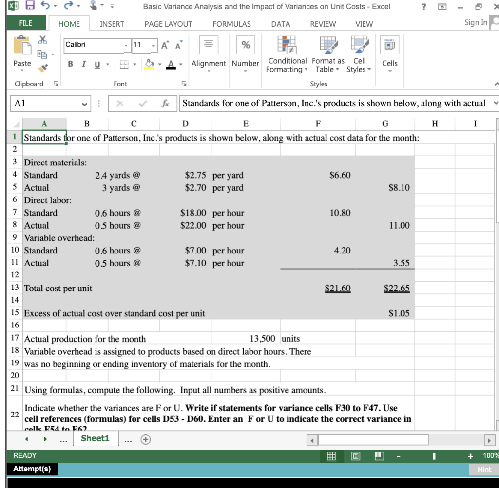 Solved Patterson, Inc. has provided details of its actual | Chegg.com