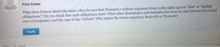 Filial Duties What does Francis Beckwith mean when he | Chegg.com