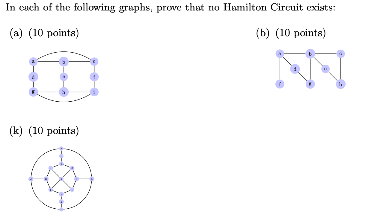 Solved In each of the following graphs, prove that no | Chegg.com