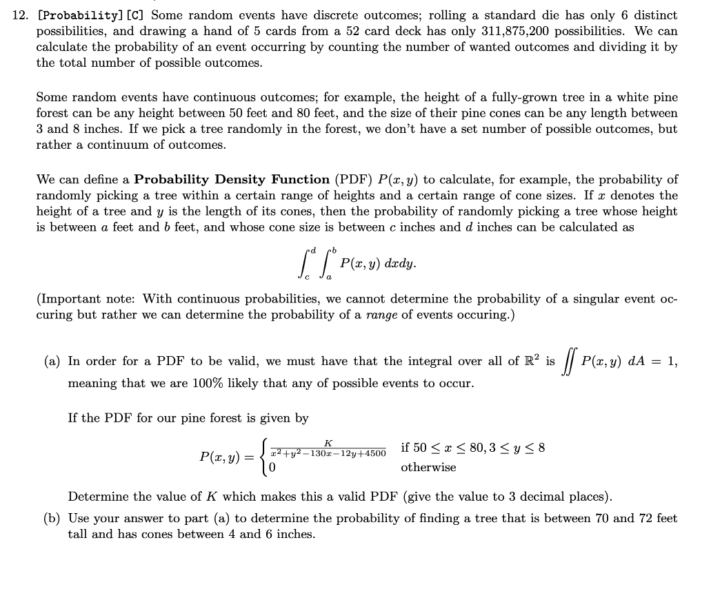 [Probability] [C] Some random events have discrete | Chegg.com