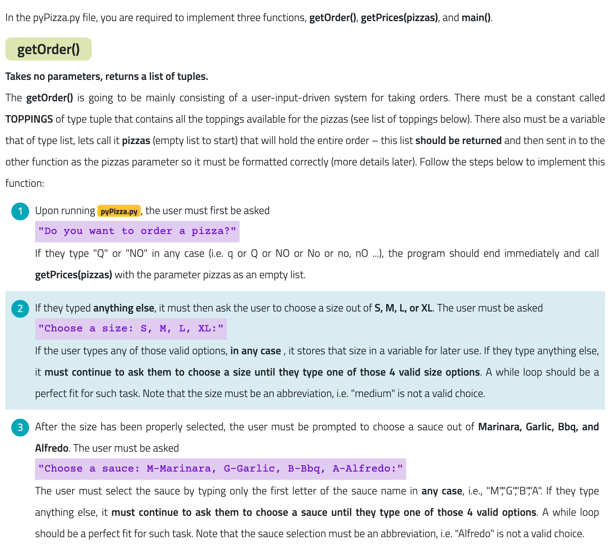 Solved In the pyPizza.py file, you are required to implement | Chegg.com Solved In the pyPizza.py file, you are required to implement | Chegg.com