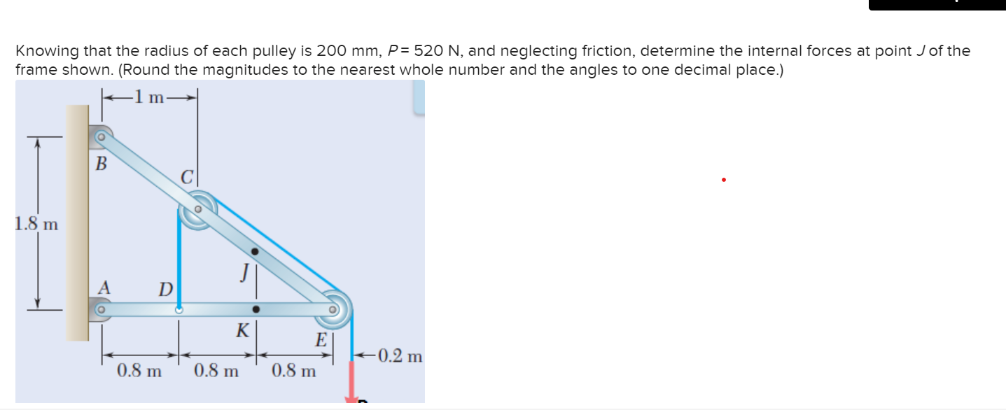 Solved Knowing that the radius of each pulley is 200 mm, P = | Chegg.com