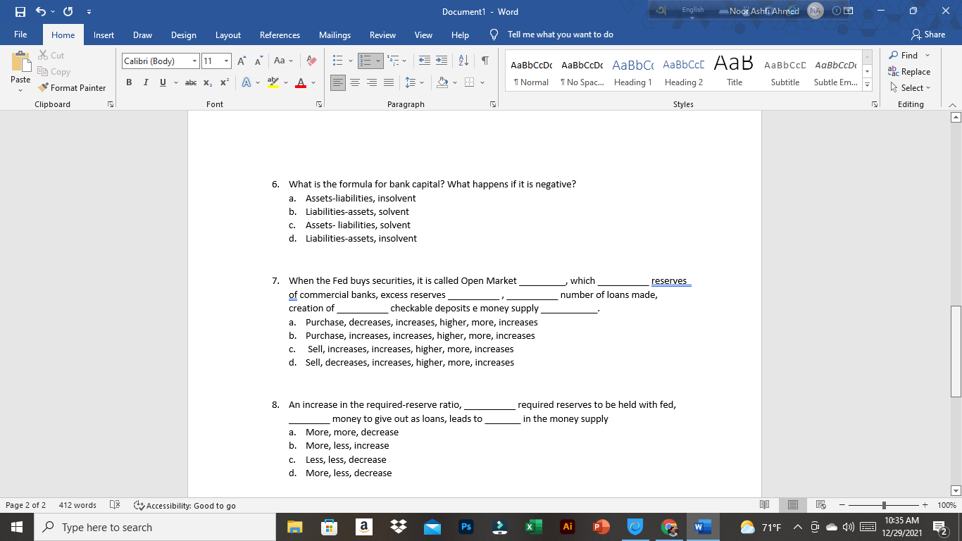 Solved Document1 - Word English Noor Ashfi Ahmed NA O Х File | Chegg.com