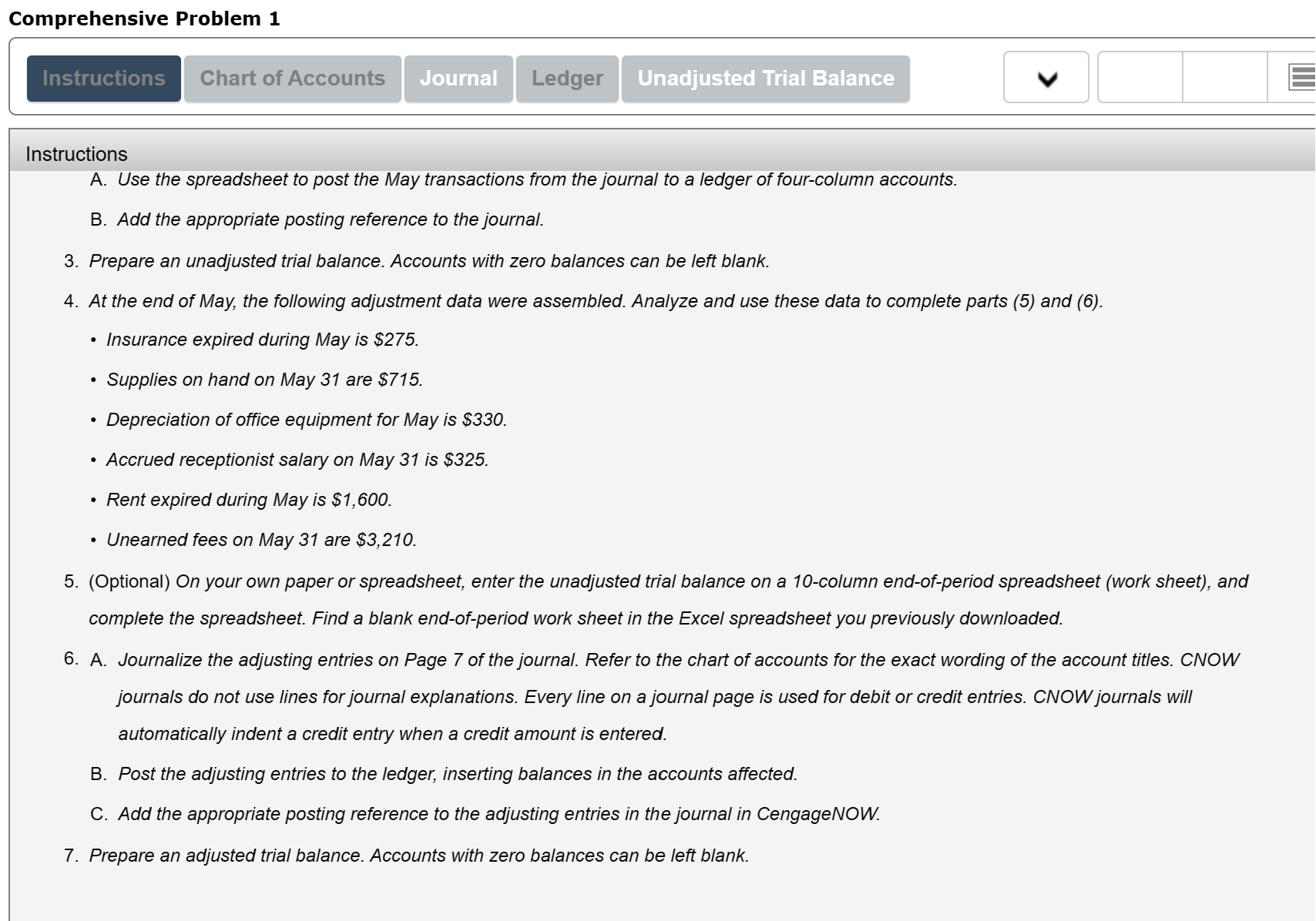 Solved Comprehensive Problem 1 Instructions Chart of | Chegg.com