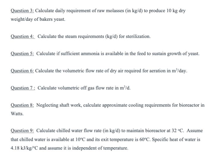 Solved Question 3: Calculate daily requirement of raw | Chegg.com