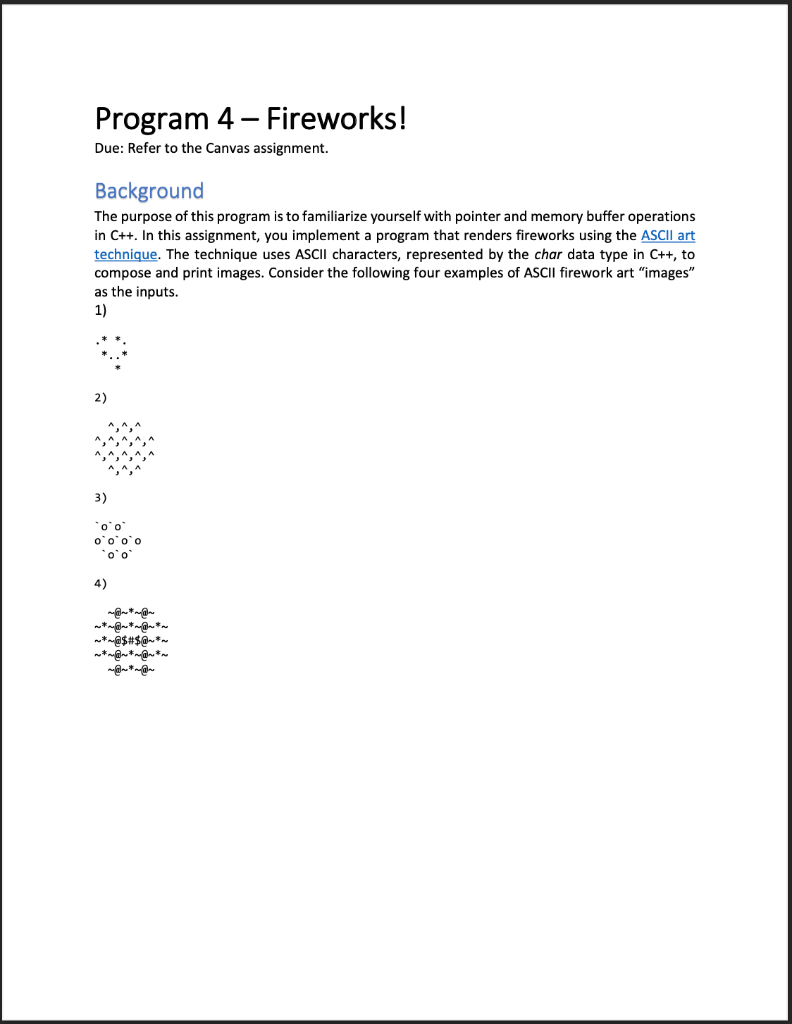 Program 4 - Fireworks! Due: Refer to the Canvas | Chegg.com