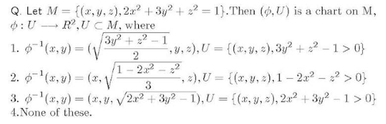Solved Q. Let M = {(2,4,7), 232 + 3y2 + x2 = 1}. Then (0, U) | Chegg.com