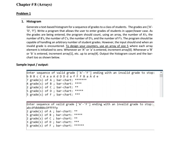 Solved Chapter 8 Arrays Problem 1 1 Histogram Generate 1011
