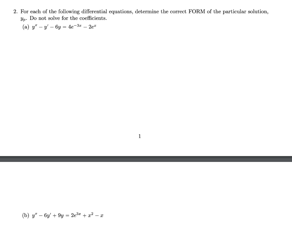 Solved 2. For each of the following differential equations, | Chegg.com