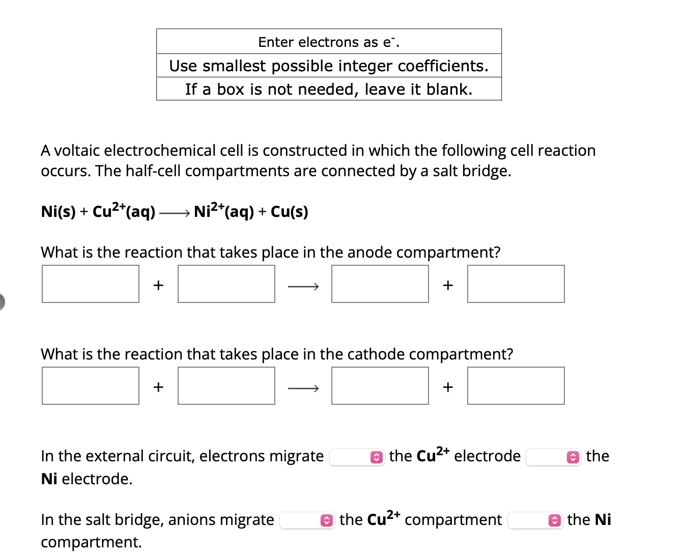 Solved A voltaic electrochemical cell is constructed in | Chegg.com