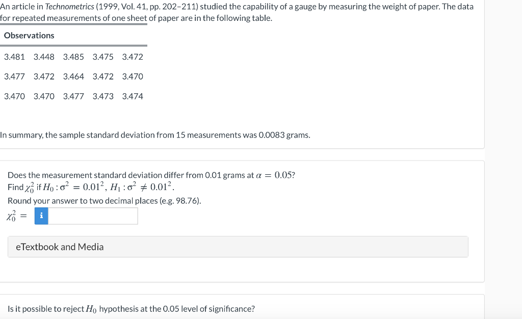 Solved An article in Technometrics (1999, Vol. 41, pp. | Chegg.com