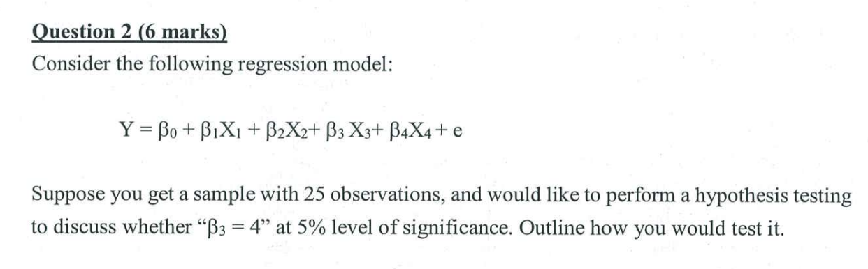 Solved Consider the following regression model: | Chegg.com