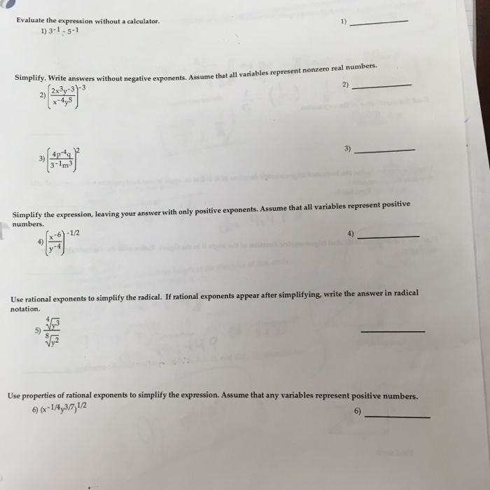 Solved Evaluate the expression without a calculator 3^-1 - | Chegg.com