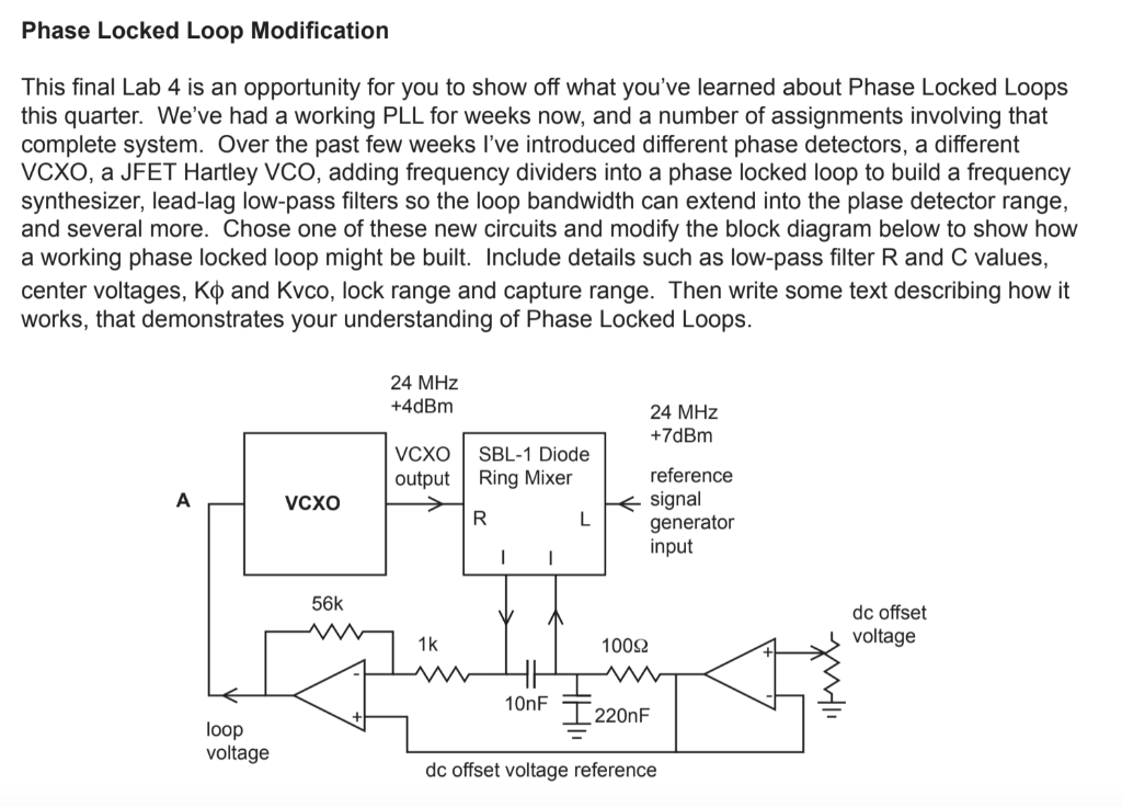 Phase Locked Loop Modification This final Lab 4 is an | Chegg.com