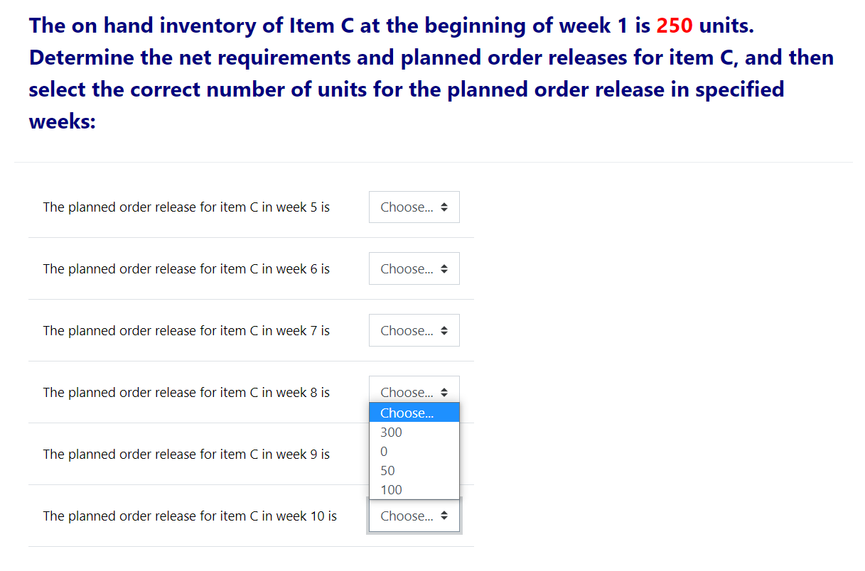 Solved The gross requirements for items A and H are | Chegg.com