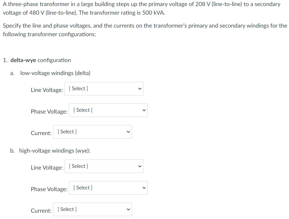 Solved A three-phase transformer in a large building steps | Chegg.com