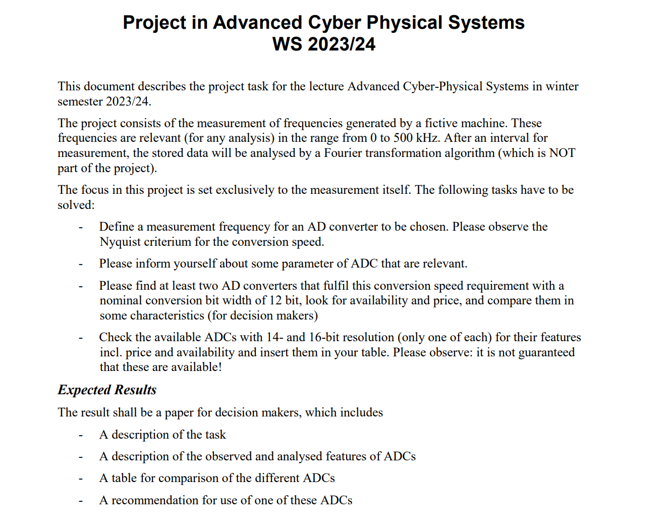Solved WS 2023/24This document describes the project task | Chegg.com