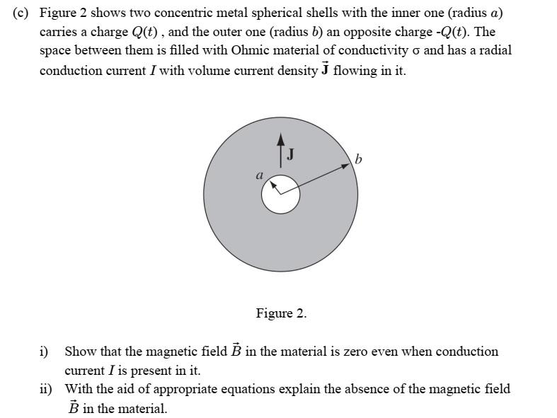 Solved (c) Figure 2 shows two concentric metal spherical | Chegg.com