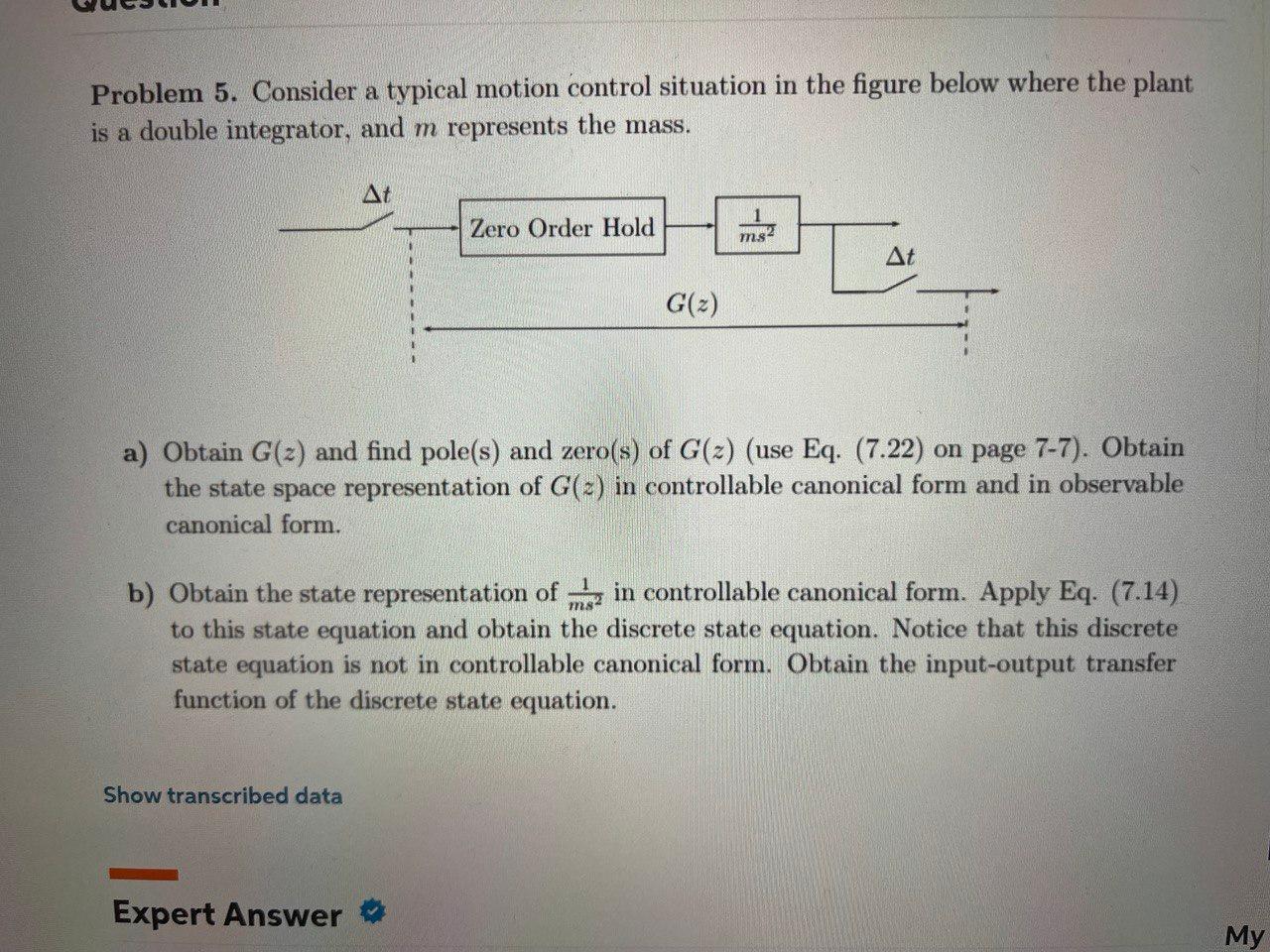 Problem 5. Consider a typical motion control | Chegg.com