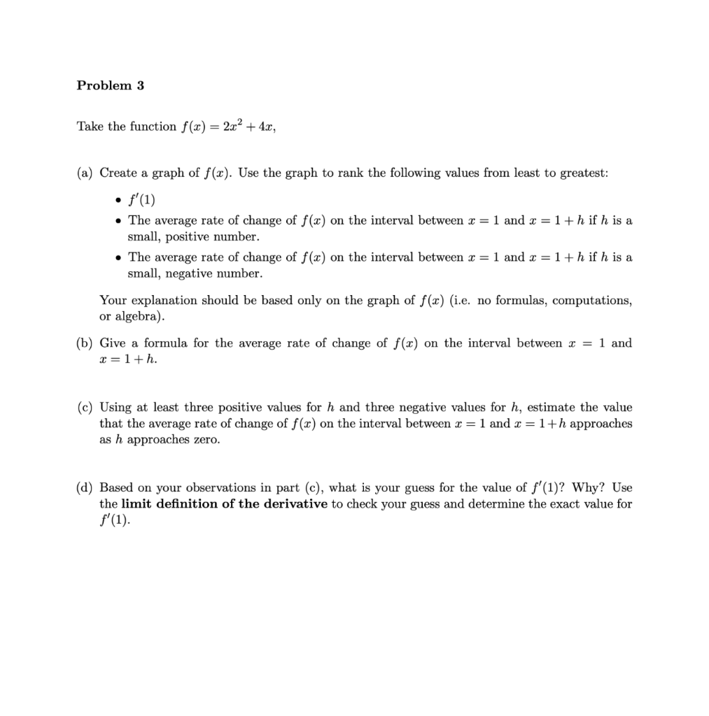 Solved Take The Function F X 2x2 4x A Create A Graph Of