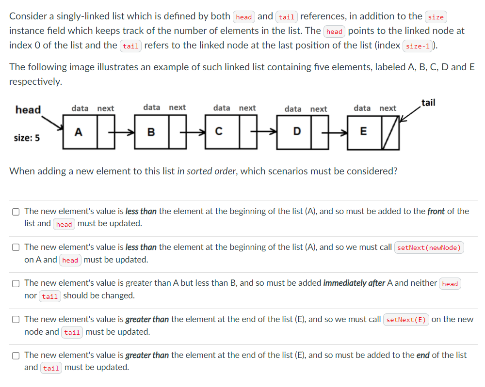 Solved a Consider a singly-linked list which is defined by | Chegg.com