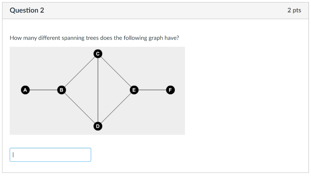 Solved Question 2 2 pts How many different spanning trees | Chegg.com