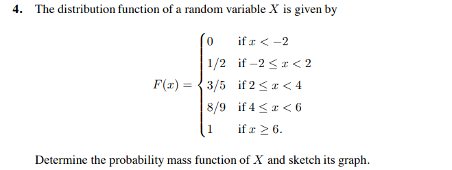 Solved The distribution function of a random variable X is | Chegg.com