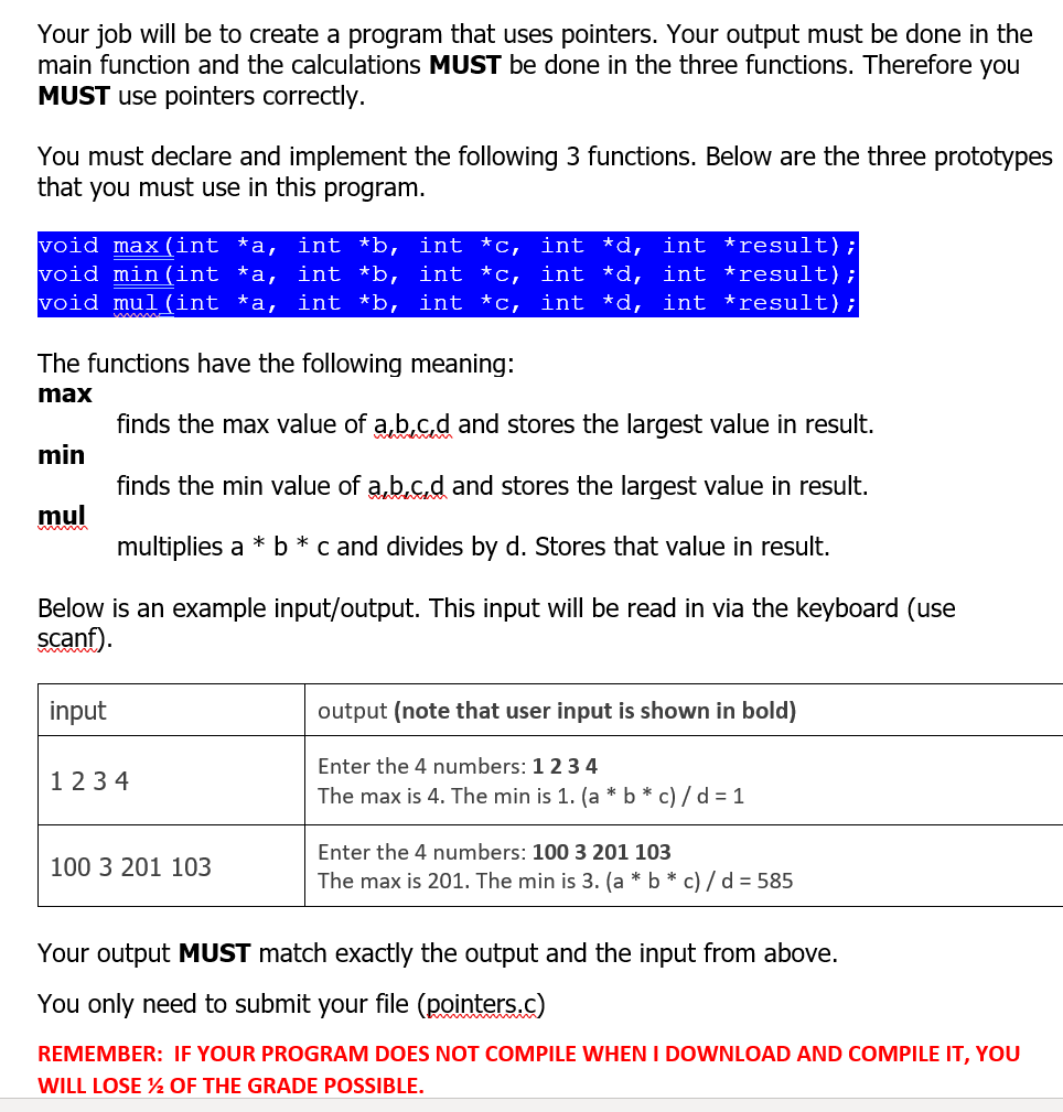 Solved Your job will be to create a program that uses | Chegg.com