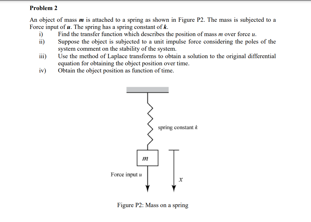Solved An object of mass m is attached to a spring as shown | Chegg.com