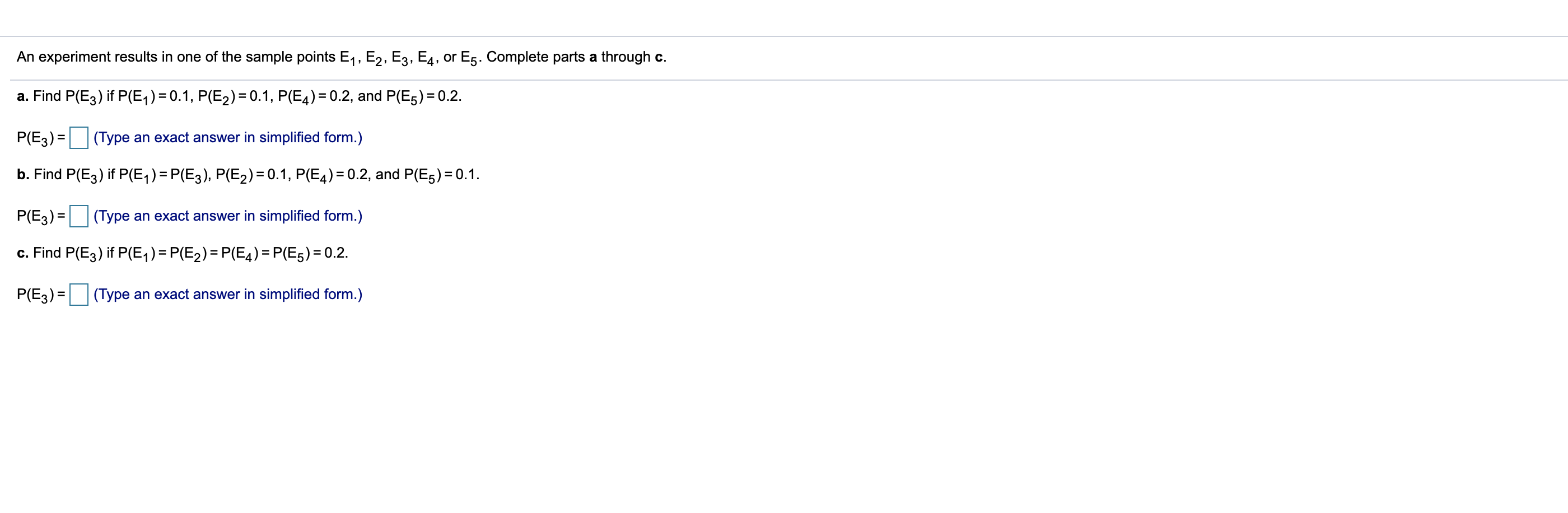 Solved An experiment results in one of the sample points E1, | Chegg.com